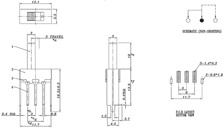 微型拨动开关SS-12F24-东莞市六钧电子五金有限公司