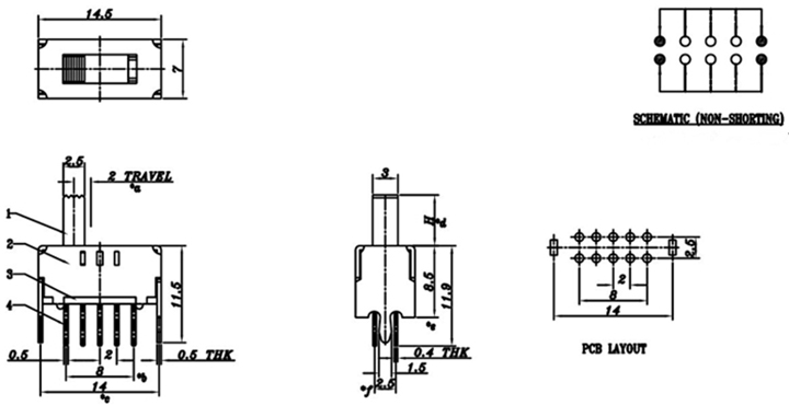 微型拨动开关SS-23D28-东莞市六钧电子五金有限公司